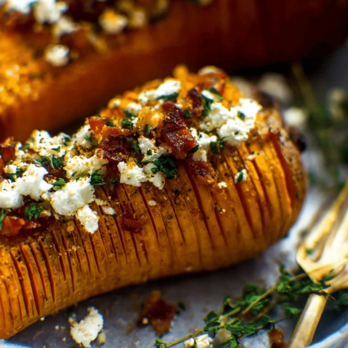 Loaded Hasselback Butternut Squash Recipe - What To Cook