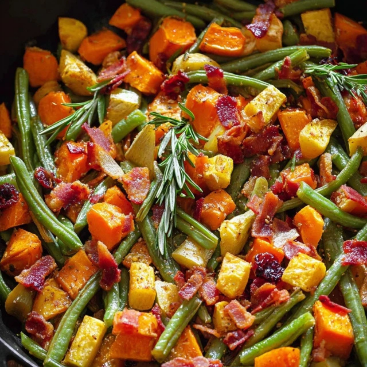 Thanksgiving Roasted Veggies with Bacon and Pumpkin Seeds - What To Cook