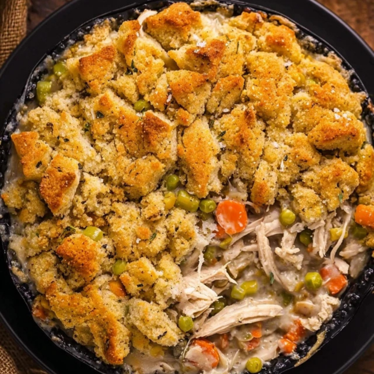 Turkey Pot Pie with Stuffing Crust - What To Cook