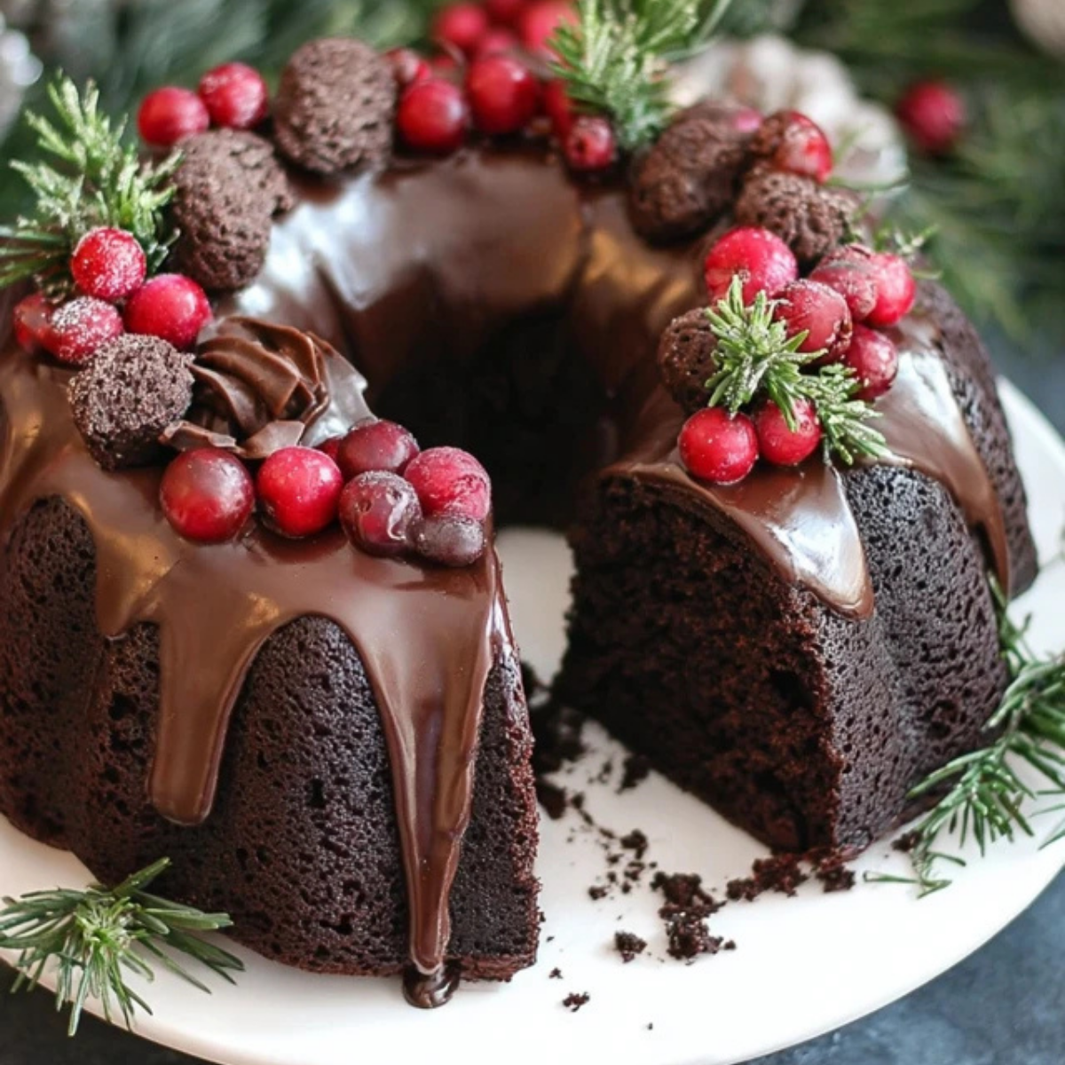 Gingerbread Chocolate Bundt Cake Christmas Wreath - What To Cook