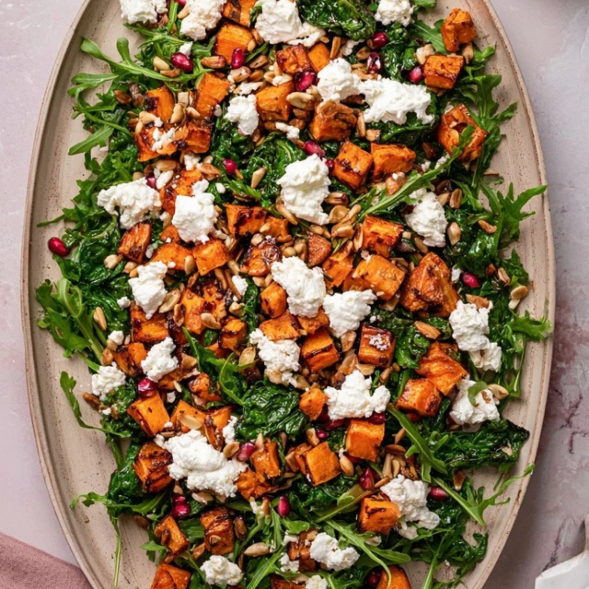Roasted Sweet Potato Goat Cheese Salad - What To Cook