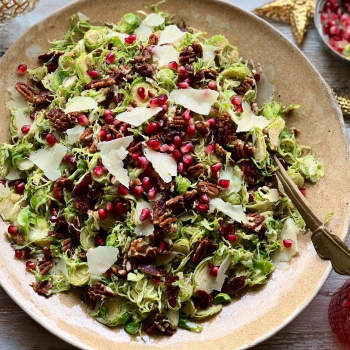 Shaved Brussels Sprout Salad with Pomegranate and Candied Pecans: A ...