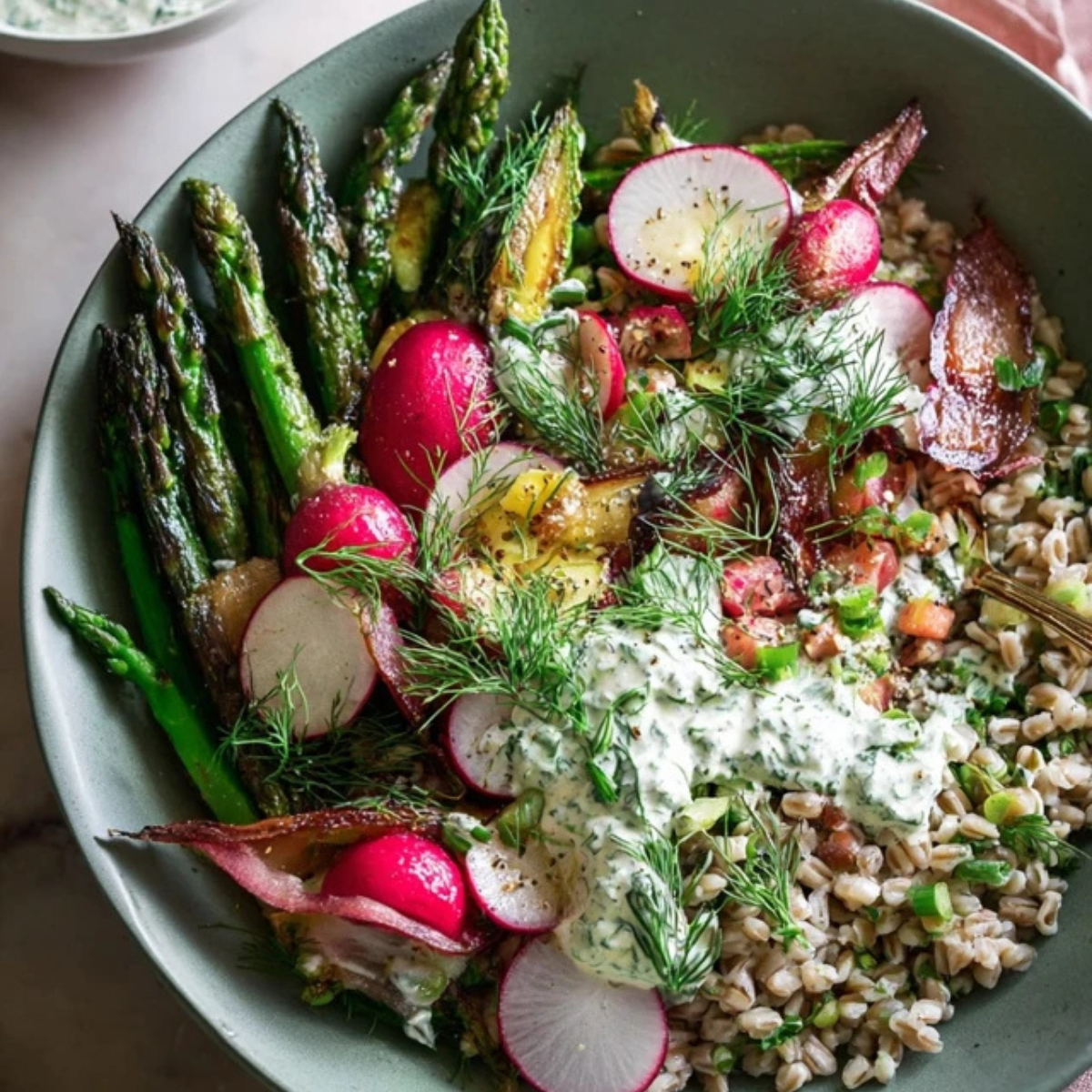 Spring Farro Bowl with Herb Yogurt Sauce: A Fresh and Flavorful Dish ...