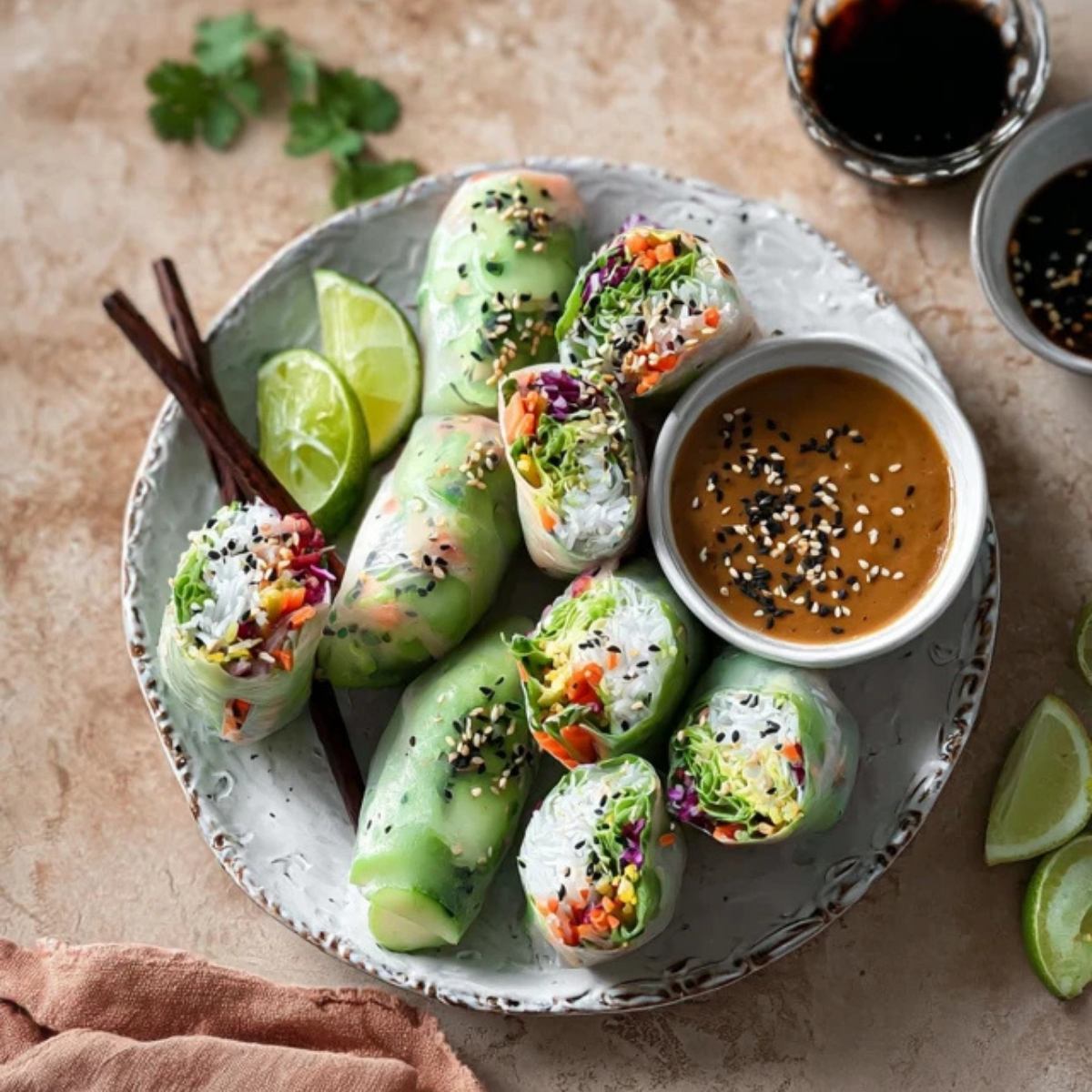 Vegan Rice Paper Rolls with Spicy Peanut Sauce – Fresh, Easy, and ...